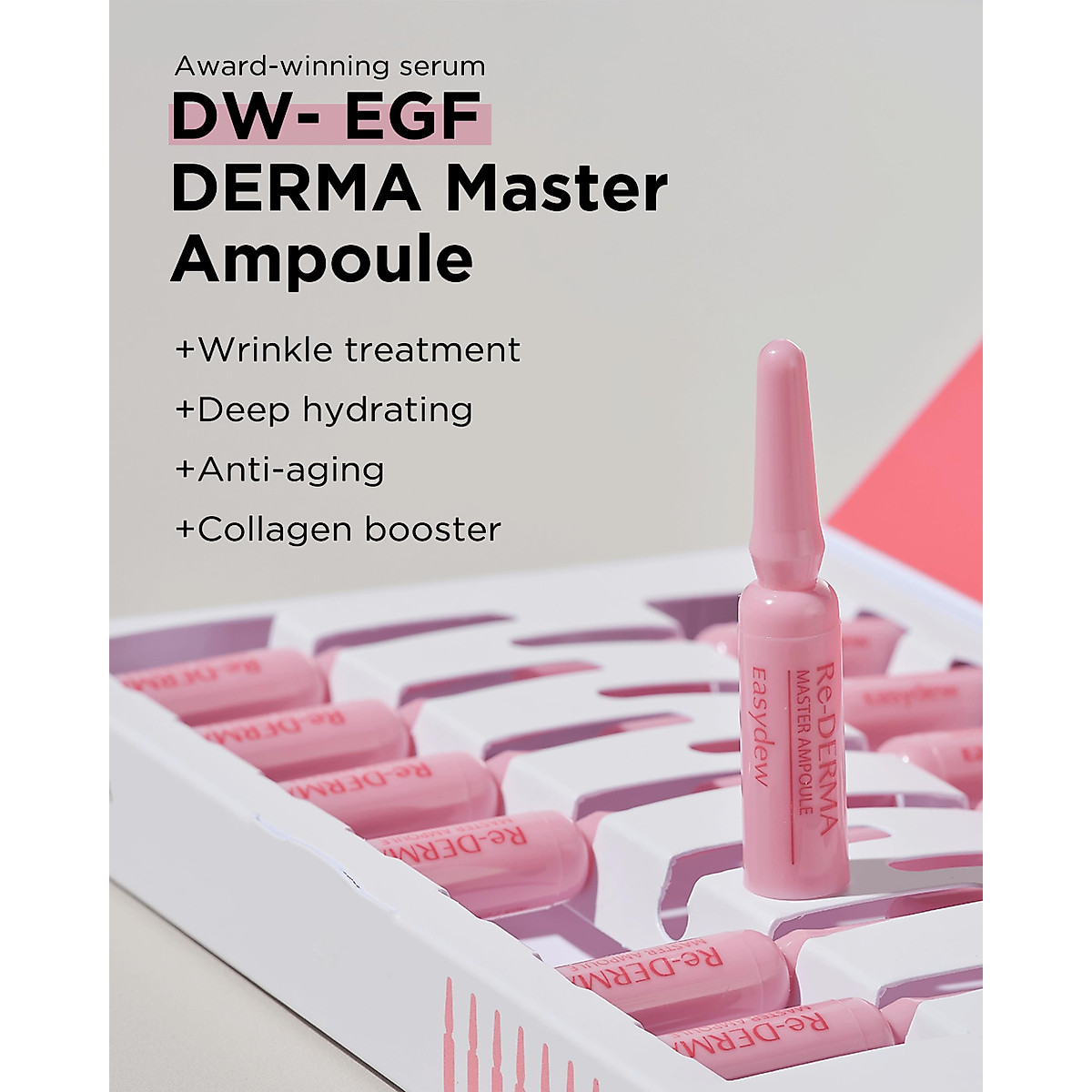 Easydew Re-DERMA Master Ampoule Award-Winning Anti Aging EGF Serum for Face/Neck/Eyes-14 Vials…