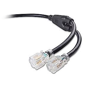 Cable Matters LED-Lit 3 Prong 30 Amp to 15 Amp Adapter for Generator (30 AMP to 110 Adapter Splitter) 3 Feet - NEMA L5-30P to 2X 5-20R