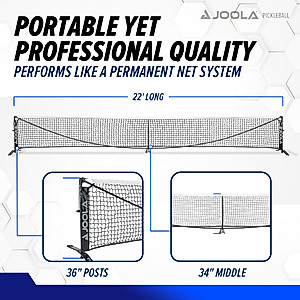 JOOLA Symmetry Portable Pickleball Net - Regulation Size Indoor & Outdoor Net - Easily Set up Your Pickleball Court, 3 Minute Assembly - Tension Lock System for Height Accuracy - 22ft Length