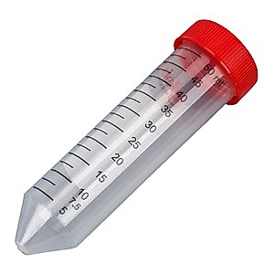 Globe Scientific 6297 Diamond MAX Polypropylene Centrifuge Tube with Red Flat Top Screw Cap, 50ml Capacity, Printed Graduations, Sterile, Certified, Re-Sealable Bag, Pack of 500