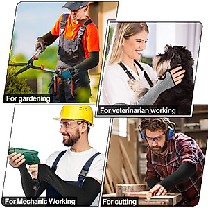 JaGely 6 Pairs Level 5 Cut Resistant Sleeves with Thumb Hole 18 Inches Arm Protection Sleeve Farmer Gardening (Black, Gray)