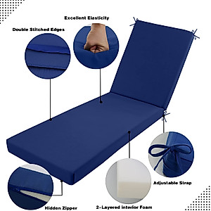 idee-home Chaise Lounge Cushions Outdoor, Lounge Chair Cushions Outdoor Lounge Cushions for Outdoor Furniture Weather and Stain Resistant Patio for Lawn Pool