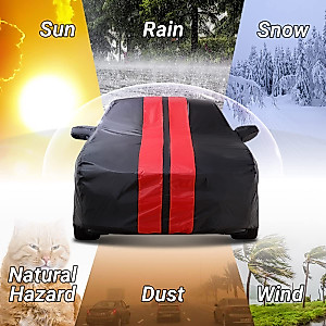 iCarCover Custom Car Cover for 2020-2025 Toyota GR Supra Waterproof All Weather Rain Snow UV Sun Protector Full Exterior Indoor Outdoor Car Cover (Stripe - Black/Red)