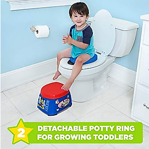 Disney's Mickey Mouse "Fun Starts Here" 3-in-1 Potty Training System for Toilet Training Kids, Multi-Stage Potty Training - Floor Potty, Detachable Potty Ring, Step Stool|Toilet Seat for Kids&Toddlers