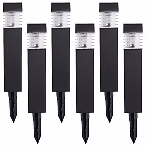 Sterno Home GL42077 Bollard Outdoor Landscape and Pathway Solar LED Lights 6pk, Black