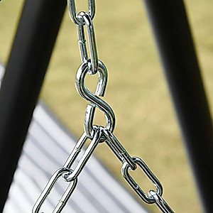 Outsunny 2-Seater Hanging Porch Swing Patio Swing Outdoor Swing Bench with Chains for Garden, Yard, Deck & Balcony, 440lbs Weight Capacity, Black