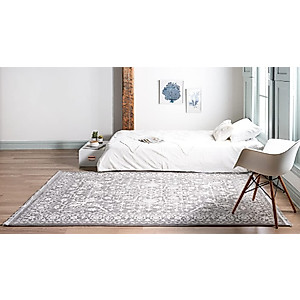 Unique Loom Traditional Classic Intricate Design with Distressed Vintage Detail, Area Rug, 5 ft x 8 ft, Gray/Ivory