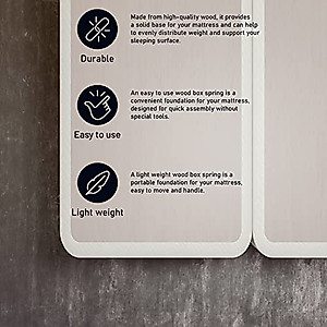 Spring Solution, 4" Split Wood Traditional Box Spring/Foundation for Mattress Set, Sturdy Fabric Paneled Design Wooden Frame, Durable Bedding Mattress Box Springs, Queen, White