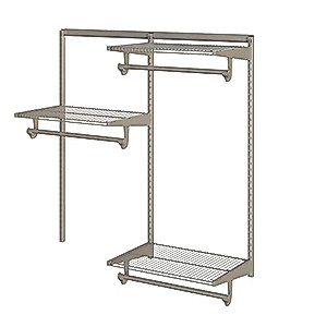 Knape & Vogt Culture 4 Ft. Steel Closet Organization System with, 3 Champagne Nickel Wire Shelves