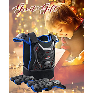 StarknightMT Kids Motorcycle Armor Suit Dirt Bike Gear， Youth Motocross Riding Protector with Knee Elbow Arm Shoulder Protection Pad for Cycling Off-Road Riding Skiing Skating (Blue)