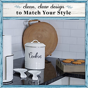 Home Acres Designs Farmhouse Cookie Jar - Rustic Canister w/ Lid for Candy, Cookies & Dessert - Vintage Container for Storage