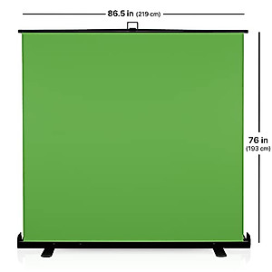 87 inches Extra Wide Large Collapsible Chromakey Panel Green Screen for Photo Backdrop and Streaming - Portable Pull Up, Solid Aluminum Base Wrinkle-Resistant Fabric, Auto-Locking Air Cushion Frame