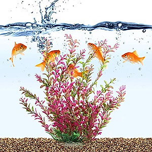 Mayitr 18" Plastic Water Plant for Aquarium Fish Tank Ornament, Rhodo Red