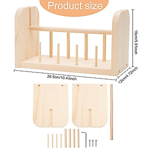 INFUNLY Wooden Spools Sewing Storage Yarn Holder for Crocheting Rotating Yarn Spool Holder Horizontal Wooden Yarn Holder Dispenser Multifunctional Beech Thread Rack Organizer for Crochet and Knitting