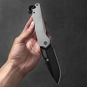 Holtzman's Gorilla Survival Mens Folding Pocket Knife Set D2 Steel Blade G10 Handle Pocket Knife EDC Gift set for Men (black blade+dark grey/ed liner G10 handle)