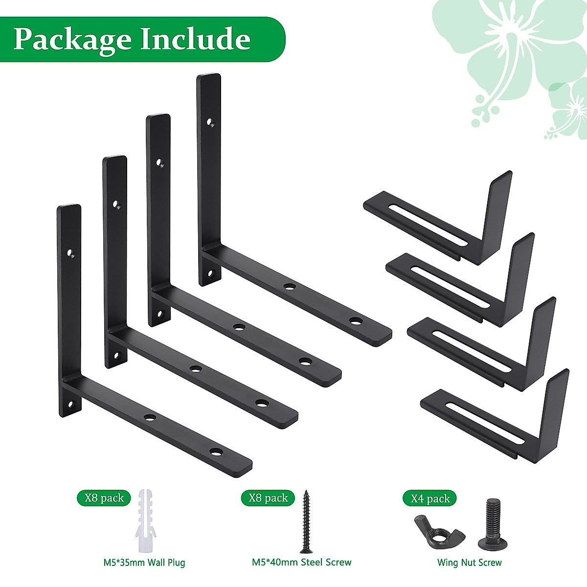 Maotong Adjustable Window Planter Box Brackets 4 Pack, Heavy Duty Wall Mount Flower Box Holder for Planter Box Depth (Front to Back) 6 to 12 Inches, Black