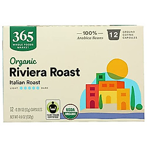 365 by Whole Foods Market, Coffee Riviera Roast Italian Roast Pods Organic 12 Count, 4.6 Ounce
