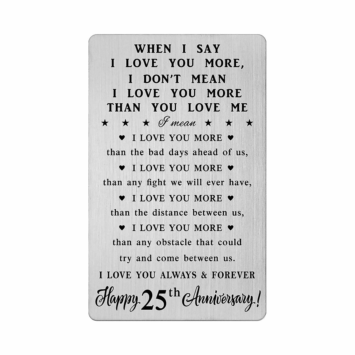 25th Anniversary Card Gifts for Women Couple, 25th 25 Year Anniversary Romantic Wallet Card Gifts for Wife