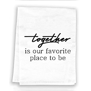Happymade Tea Towels for Kitchen Decorative Cute Kitchen Towels with Sayings (Together is Our Favorite Place to Be) Decorative Kitchen Towels | Farmhouse Kitchen Towels Set | Tea Towel Farmhouse