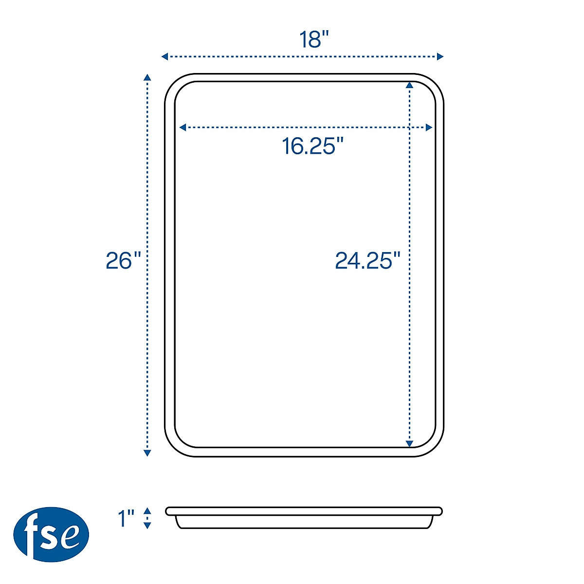 FSE SHP-26 Commercial Grade 20-Gauge Aluminum Sheet Pan/Bun Pan, Measure Oven (Recommended), 18' L x 26' W x 1-1/8' H (Full Size), Pack of 12