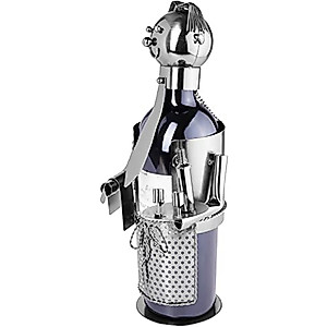 BRUBAKER Wine Bottle Holder Waiter - Metal Sculpture - Wine Rack Decor - Tabletop - with Greeting Card