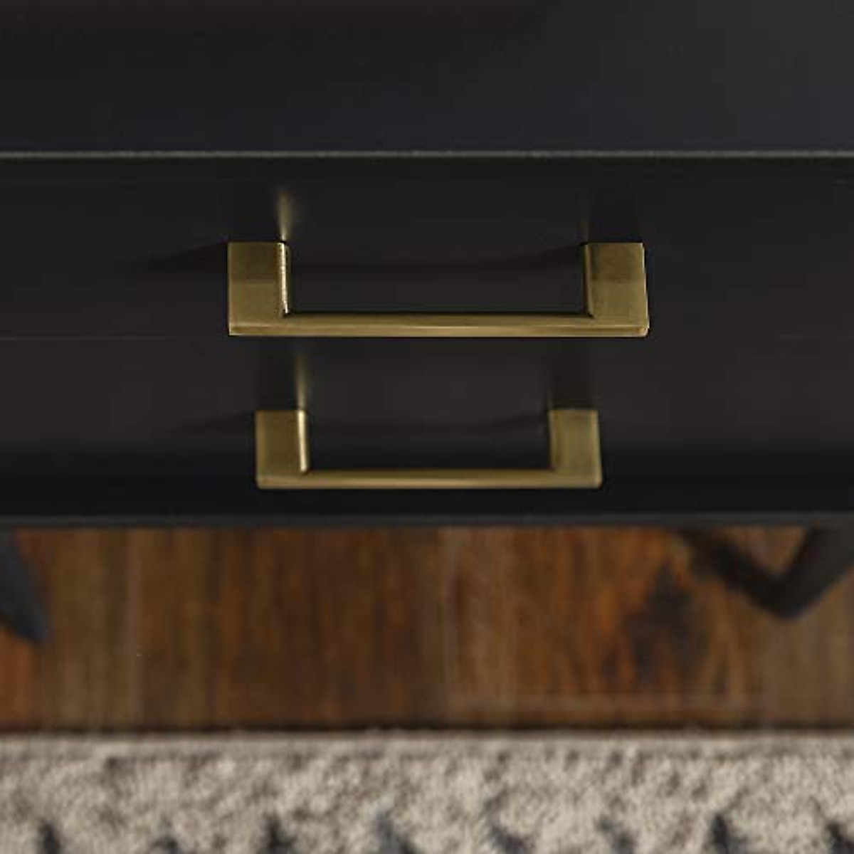 Walker Edison Modern Olivia 2 Drawer Wood Rectangle Side Table Living Room Small End Accent Table, 20 Inch, Black