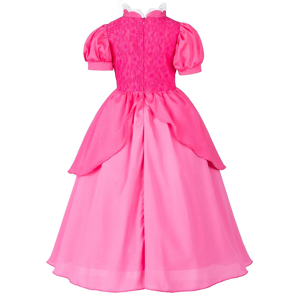 Pink Princess Dress for Girls, Kids Princess costume with Crown Gloves Wand Earrings 8-9 Years