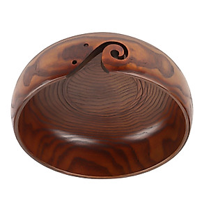 Wooden Yarn Bowl, Handmade Natural Wood Craft Knitting Yarn Bowls with Holes Storage Gift for Knitting and Crocheting (7.1 x 2.8 inch)