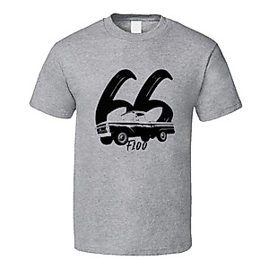 CarGeekTees 1966 F100 Pickup Truck Three Quarter View with Year and Model Name Light Color T Shirt XL Sport Grey