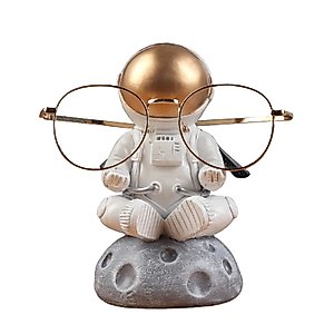 Sempoda Astronaut Glasses Holder, Resin Funny Decorative Eyeglass Holder, Creative Astronaut Glasses Holder Stand for Home Office Decoration, Astronaut Sculpture Holder for Holiday Birthday Gift