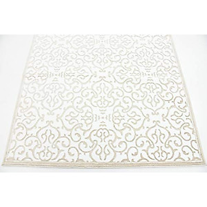 Unique Loom Rushmore Collection Area Rug - Johnson (5' 1" x 8' Rectangle, Snow White/ Beige)