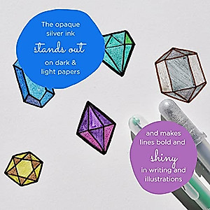 SAKURA Gelly Roll Metallic Gel Pens - Pens for Scrapbook, Journals, or Drawing - Metallic Silver Ink - Medium Line - 6 Pack