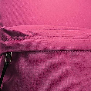 K-Cliffs Basic Backpack Classic Simple School Book Bag Student Daily Daypack 18 Inch (Hot Pink)