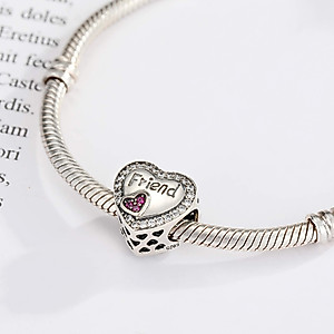 Best Friend Charm Sterling Silver Forever Heart Bead fits Pandora Bracelets for Women