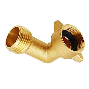 Joywayus 3/4" GHT Garden Hose 90-Degree Elbow Brass Connector with Washers for RV Water Hookups and Residential Outdoor Faucets (Pack of 2)