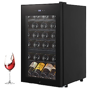 Aprafie Freestanding Compact Mini Wine Cellar, Compact Compressor Wine Cooler Refrigerator with 40°F-55°F Digital Temperature Control for Red, White and Champagne