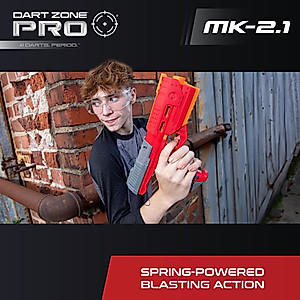 DART ZONE Pro-Series MK-2.1 Foam Dart Blaster – 150 FPS Foam Dart Gun for Adults – Soft Bullet Toy Gun for Ages 14+ – 18 Half Length Darts, 3 Mags, Eyewear, Holsters – Toy Pistol Blaster, 125 ft Range