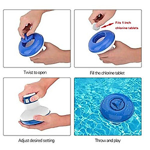 ATIE Inflatable/Above-Ground Pool Floating Mini 1" Chlorine/Bromine Tablet Dispenser for Pool, Spa, Hot Tub, and Fountain, Perfect for Inflatable & Above-Ground Pools