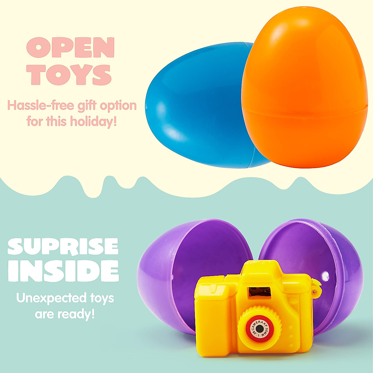 JOYIN 48Pcs Easter Eggs with Toys Inside, Prefilled Easter Eggs with Popular Assorted Toys for Kids Boys Girls, Easter Party Favors Easter Eggs Hunt, Basket Stuffers Filler, Classroom Exchange