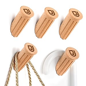 jansky Wood Wall Hooks, Pack of 5, Modern Coat Hooks Wall Mounted, Decorative Hooks for Hanging Clothes, Towel, Hangers, Robe, Scarf, Hat, Bag (Beech Wood)