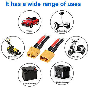 JUZITAO 10 Pairs XT60 Plug Connector Female and Male Connector with 12AWG Silicon Wire for RC Lipo Battery Cable Drone