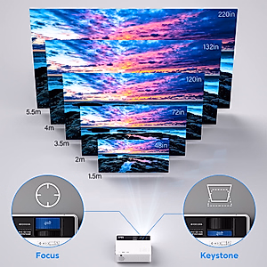 TMY Projector 7500 Lumens with 100" Projector Screen, 1080P Full HD Supported Portable Projector, Mini Movie Projector Compatible with TV Stick Smartphone HDMI USB AV, for Home Cinema & Outdoor Movies