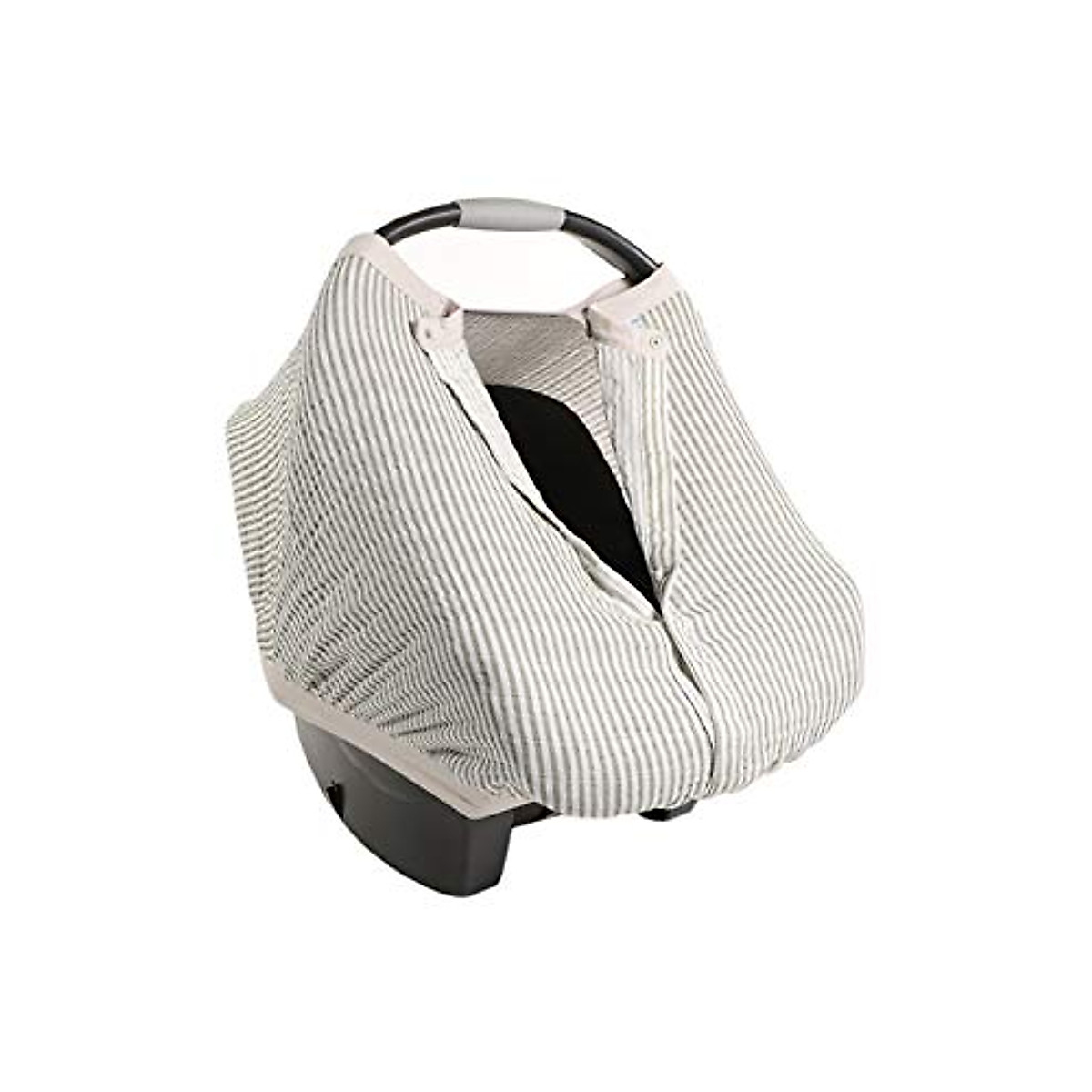 Little Unicorn 100% Cotton Muslin Car Seat Canopy | Super Soft Lightweight Cover with Window | Breathable | Magnetic Closure | Baby and Infant | Machine Washable | Shower Gift | Grey Stripe