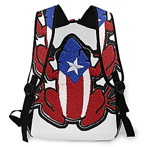 YANGPI Fashion Unisex Backpack Puerto Rico Flag Frog Bookbag Lightweight Laptop Bag For School Travel Outdoor Camping