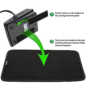 Upgrated Sewing Machine Foot Pedal Pad, Stay in Place Mat for Sewing Pedal, Non Slip Rubber and Sticky Strips Make Sure Foot Pedals and Pads Stay in Place, Sewing Accessory, 12”x7”, 1/5” Thick