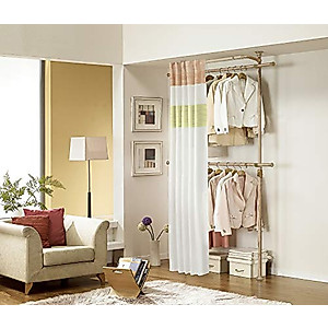 PRINCE HANGER, Premium Wood Colored 2 Tier Hanger with Curtain, Clothing Rack, Closet Organizer, Free Standing, Garment Rack, PHUS-0063, Made in Korea