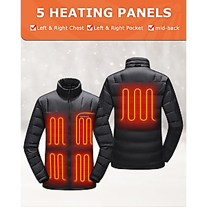 Venustas Men's 3-in-1 Heated Down Jacket, Electric Puffer Jacket with Battery, 90% Down Fill, Winter Snow Ski Heated Coat