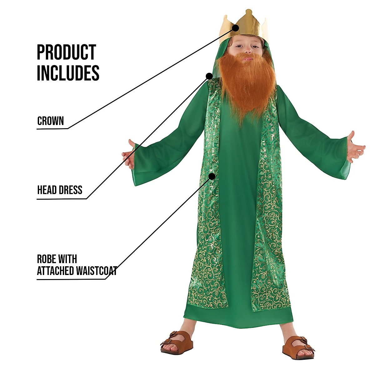 Morph 3 Wise Men Costume Kids, Catholic Saint Costume Kids, Biblical Costumes Kids Nativity Costume Kids, Three Kings Costume, Todder 3-4 years, Green