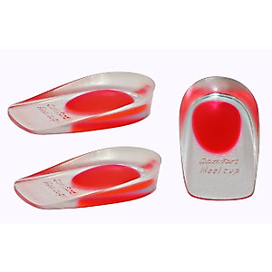 2 Pack - KidSole Shock Absorbing Lightweight Gel Heel Cups for Kid's with Sensitive Heels, Heel Spurs, Plantar Fasciitis, or Ankle Pain (Pink) (Red) (Pink Kids Size 2-6) (Pink Kids Size 2-6)