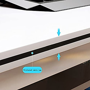 LITFAD Modern Office Desk Simple Computer Desk Wood Top Metal Frame Home Office Study Desk with Storage Shelf - 55.1" L x 23.6" W x 29.5" H White Without Chairs